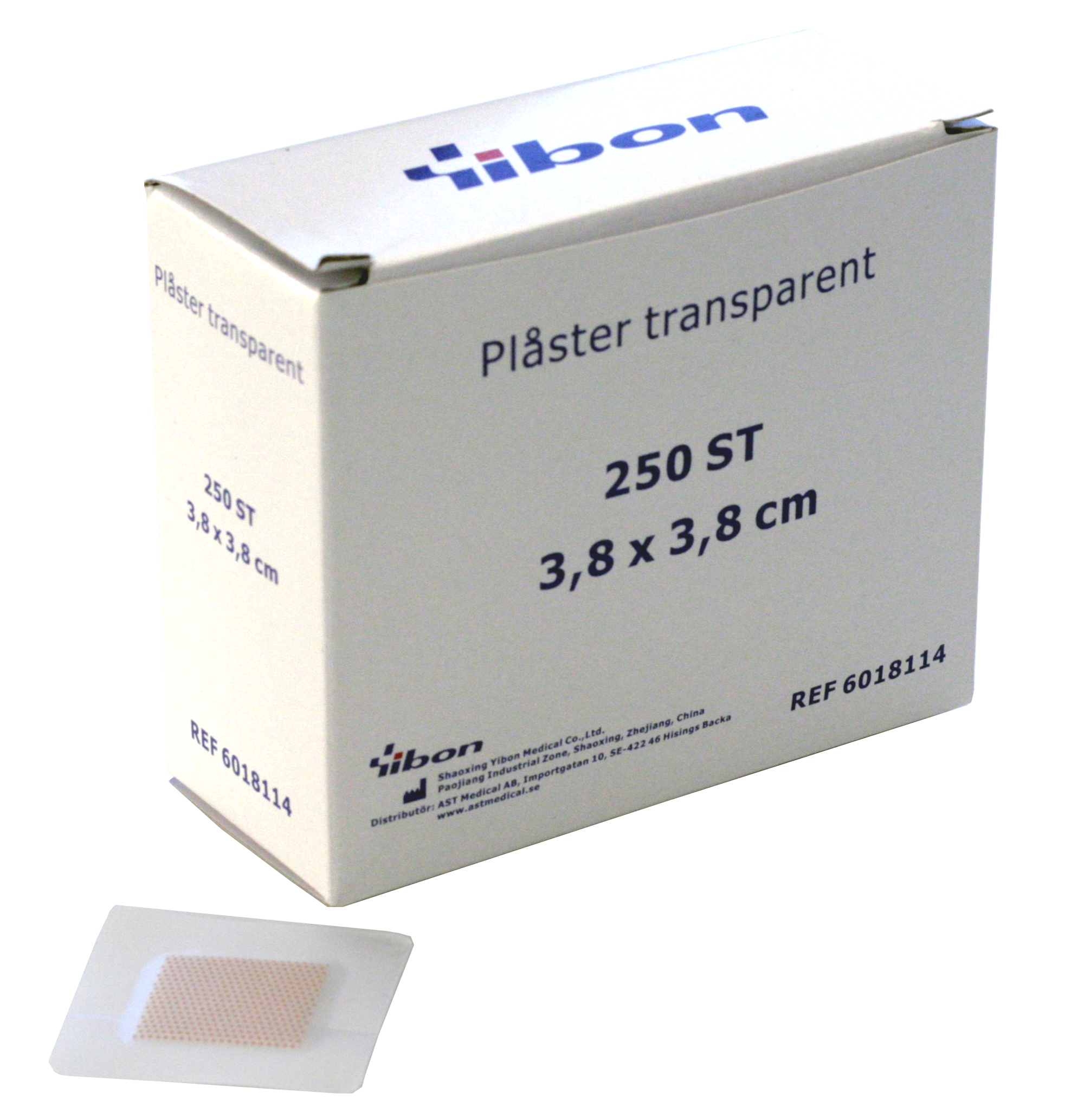 Plåster transparent 38x38mm / 250st - artnr: 6018114 - AST Medical AB